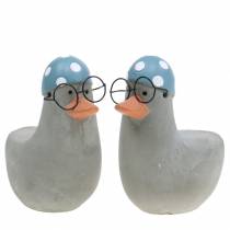 Floristik24.ch Deko-Ente mit Brille und Badekappe Grau 10,5cm 4St