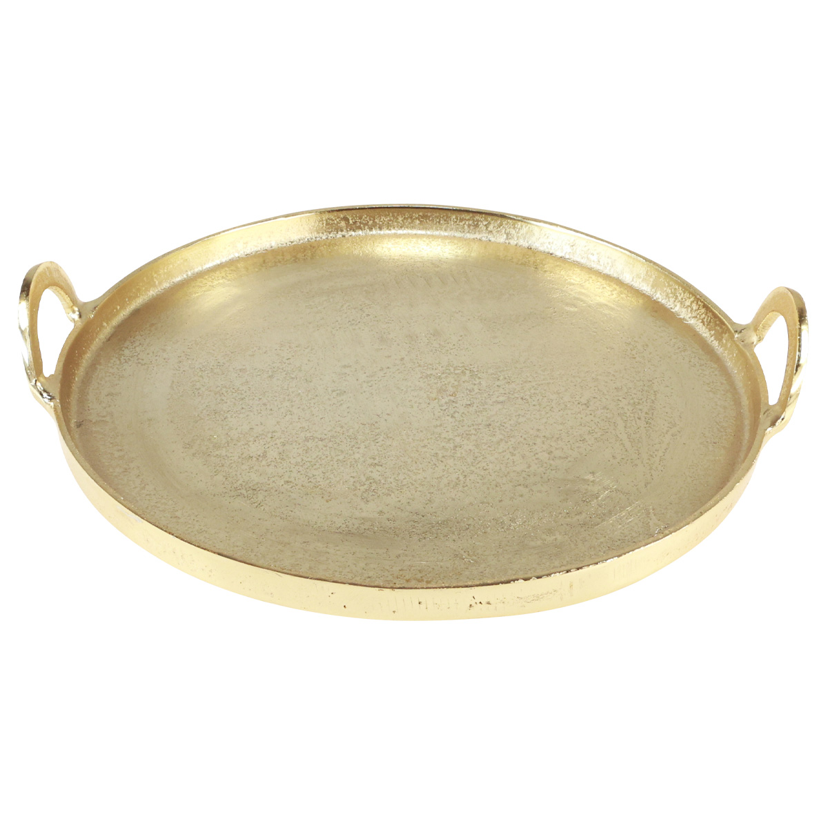 Floristik24.ch Tablett Rund Gold Metalltablett mit Griff 38×35×6,5cmx-15169