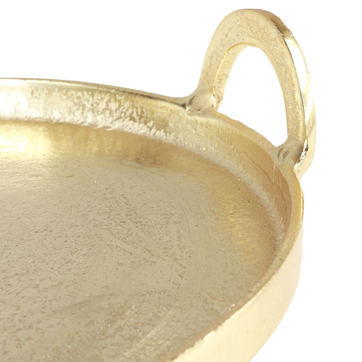 Floristik24.ch Tablett Rund Gold Metalltablett mit Griff 38×35×6,5cm
