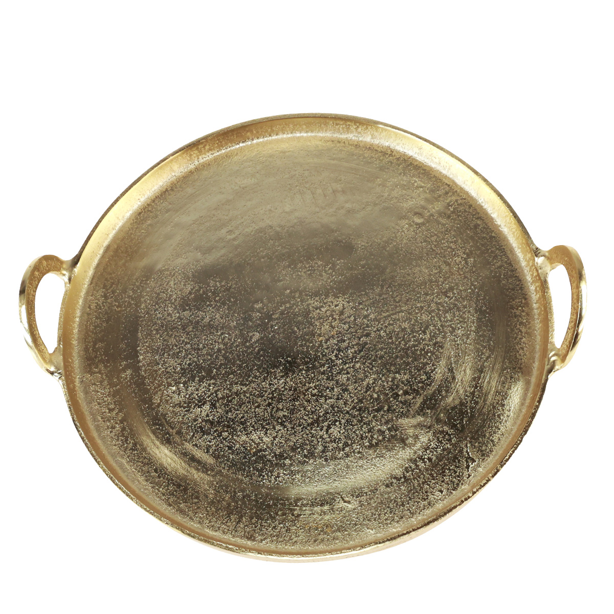 Floristik24.ch Tablett Rund Gold Metalltablett mit Griff 38×35×6,5cm