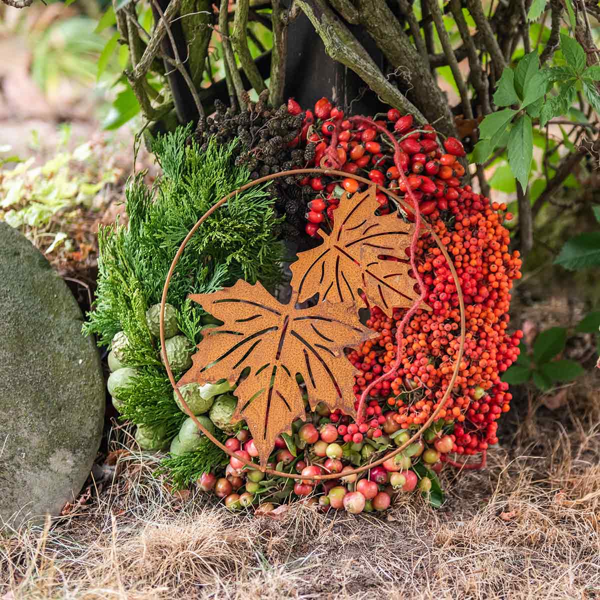 Floristik24.ch Dekoring Blatt Edelrost Metallring Rost Deko Wanddeko ...