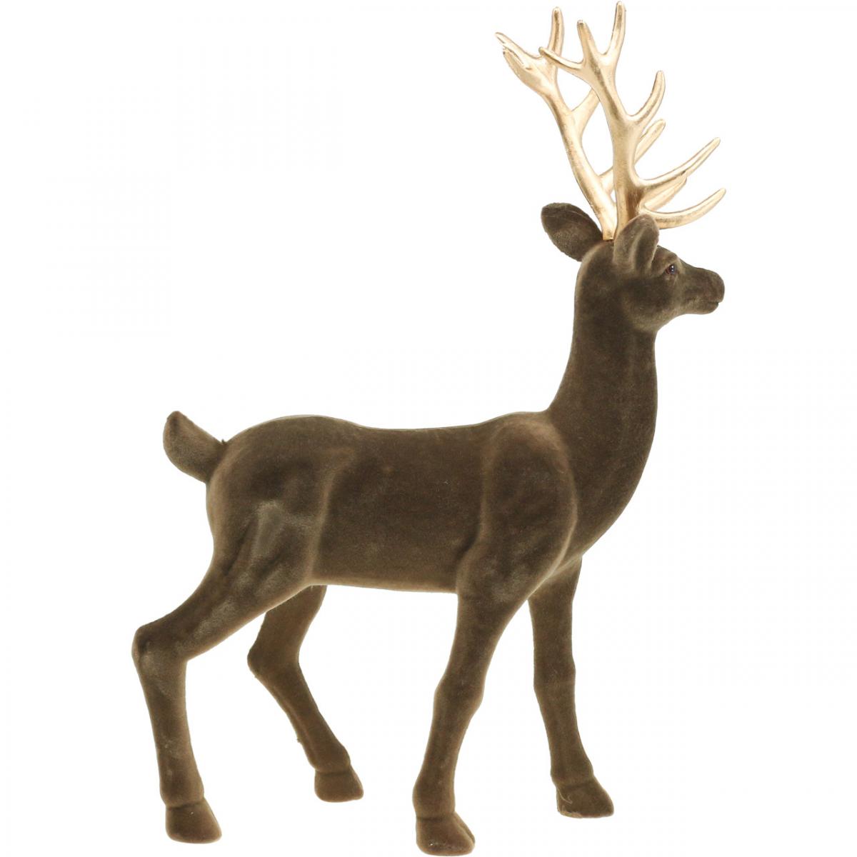 Floristik24.ch Deko Hirsch Dekofigur Deko-Rentier Beflockt Braun H46cm ...