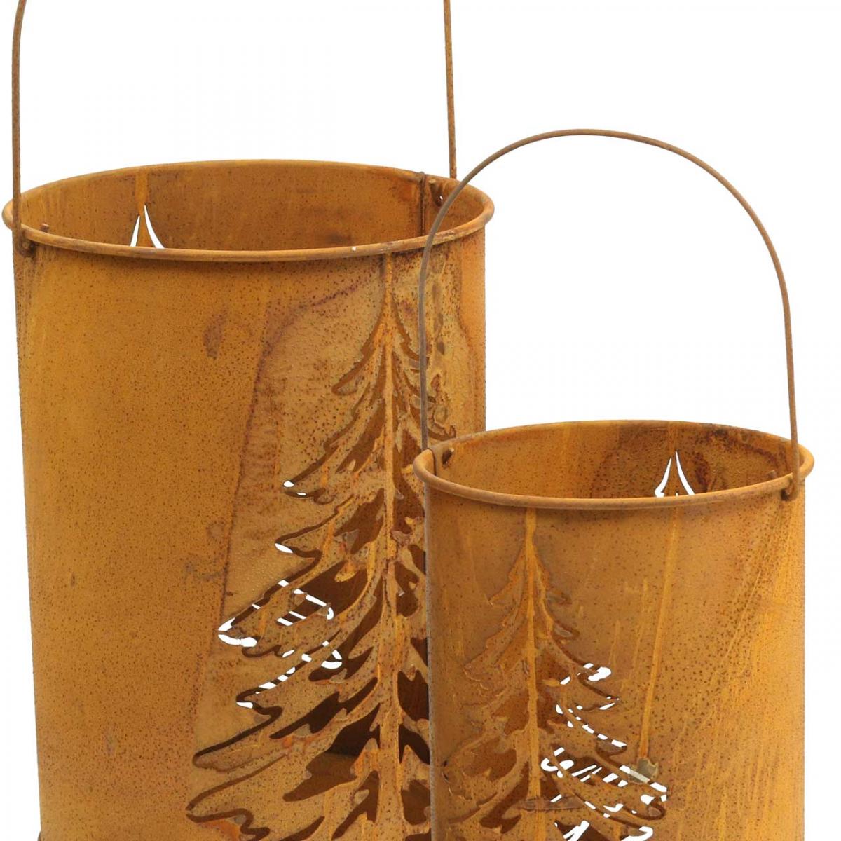 Floristik24.ch Laterne Metall Windlicht Edelrost Deko Ø16/20,5cm 2er-Set