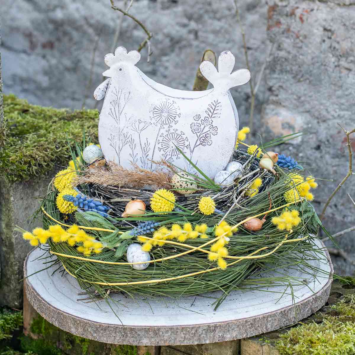 Floristik24.ch Osterdeko Metall Deko Huhn Ostern Weiß 19,5x6,5x18cm-08328