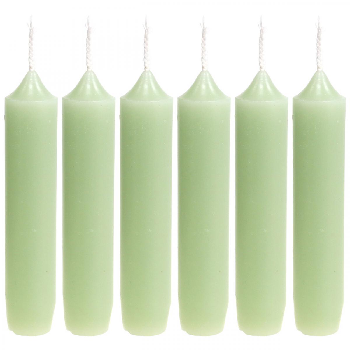 Floristik24.ch Stabkerzen kurz Grüne Kerzen Mint Ø22/110mm 6St-806850