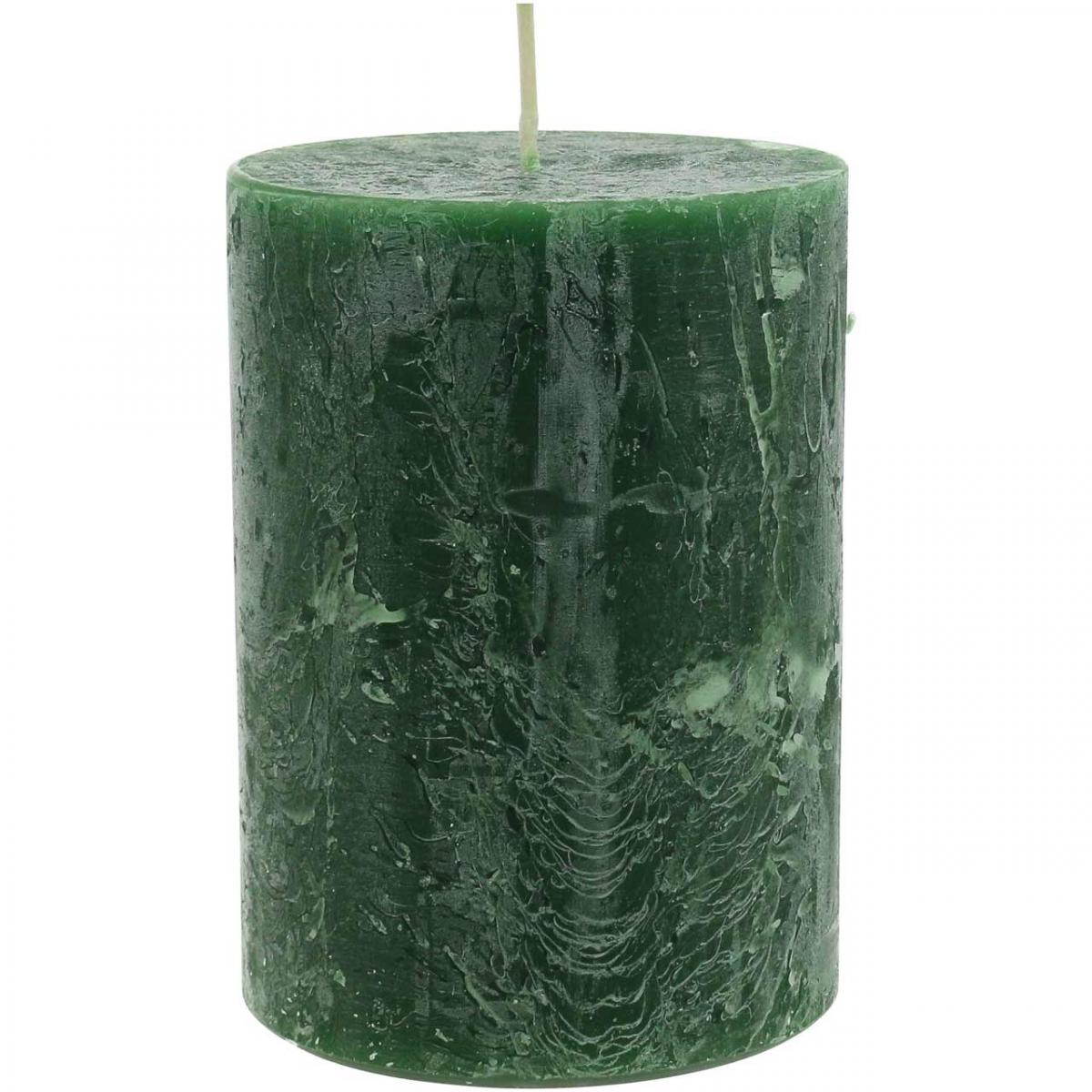 Floristik24.ch Durchgefärbte Kerzen Grün Rustic Safe Candle 80×110mm 4 St