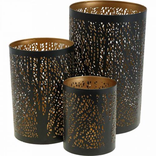 Floristik24.ch Windlicht Wald Teelichthalter Metall Ø8/10/13cm 3er-Set
